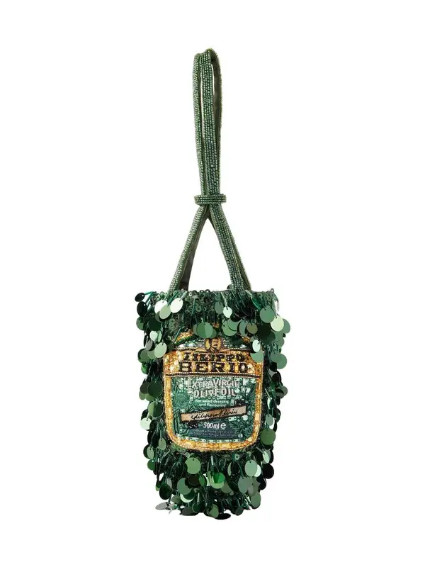 ANYA HINDMARCH Filippo Berio Mini Embellished Bucket Bag - Green