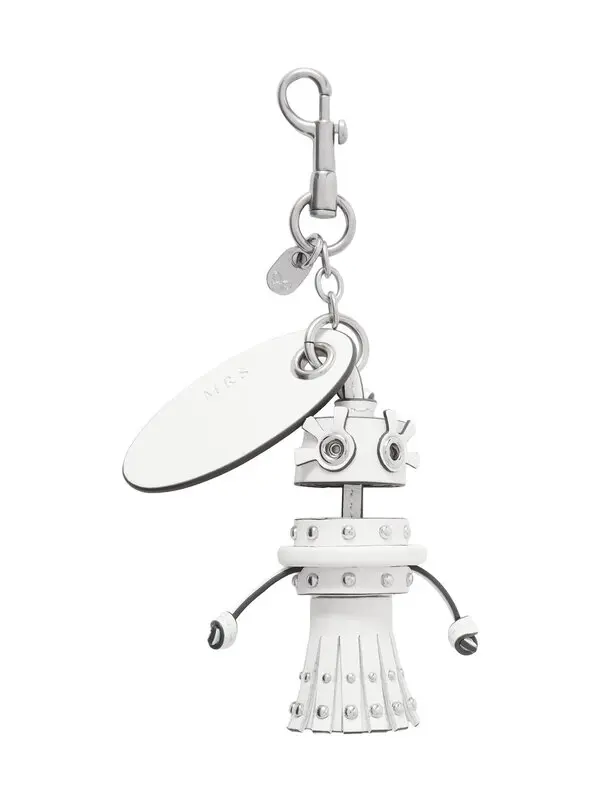 ANYA HINDMARCH Bride Studded Silver-tone And Leather Bag Charm - Ivory