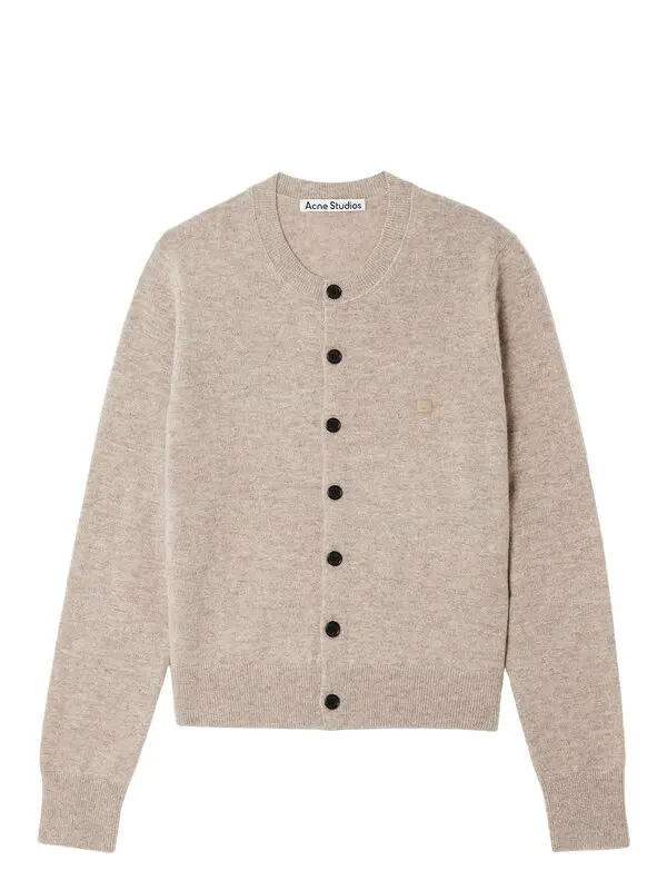 Acne Studios Appliquéd Wool And Yak Hair-blend Cardigan - Beige