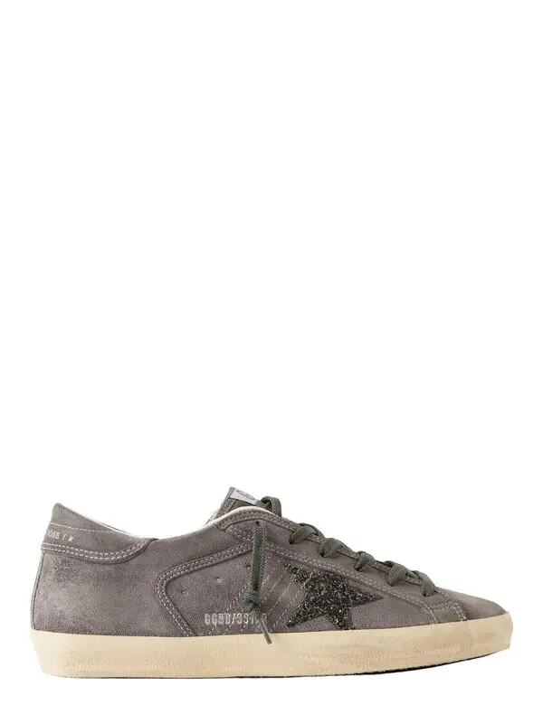 GOLDEN GOOSE Super Star Appliquéd Suede Sneakers - Gray