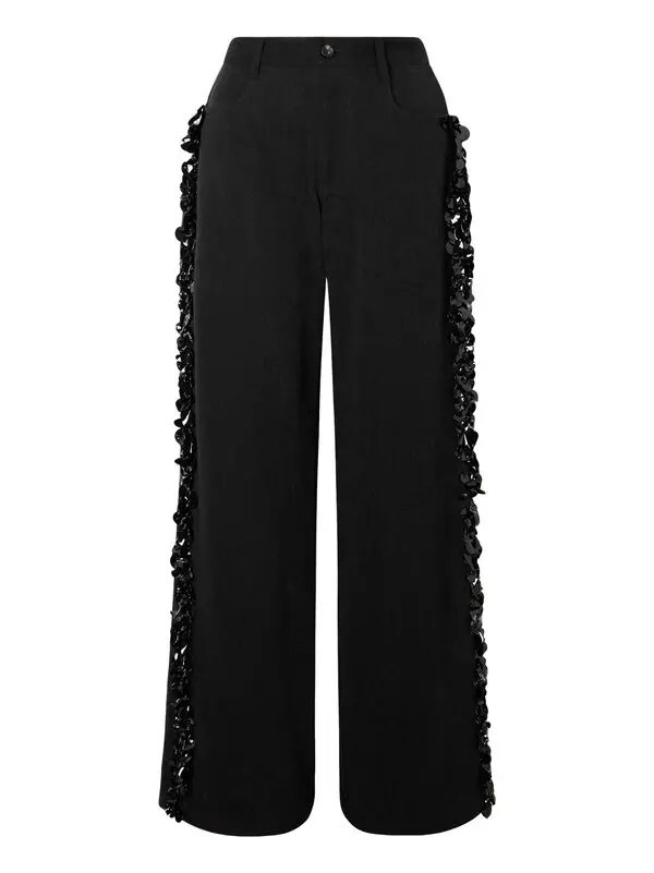 DIOTIMA Embellished Wide-leg Jeans - Black