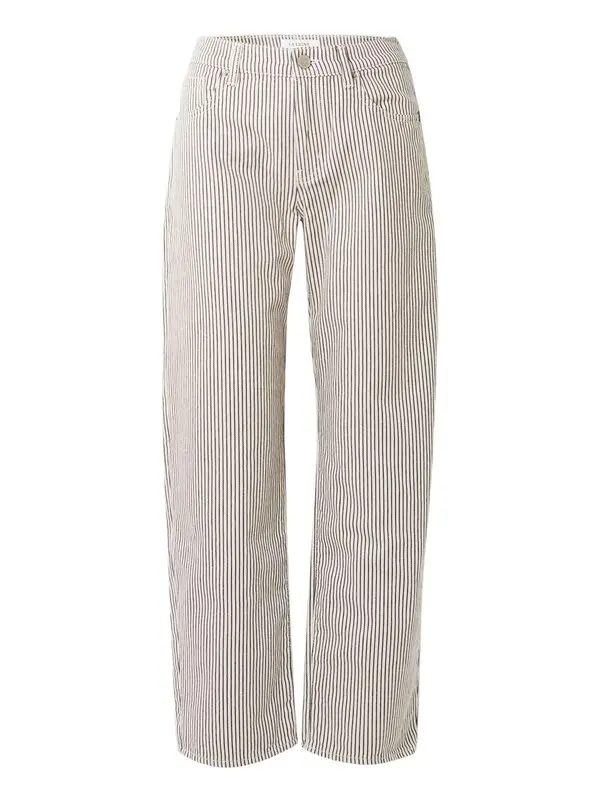LA LIGNE Marilyn Pinstriped Straight-leg Jeans - Cream
