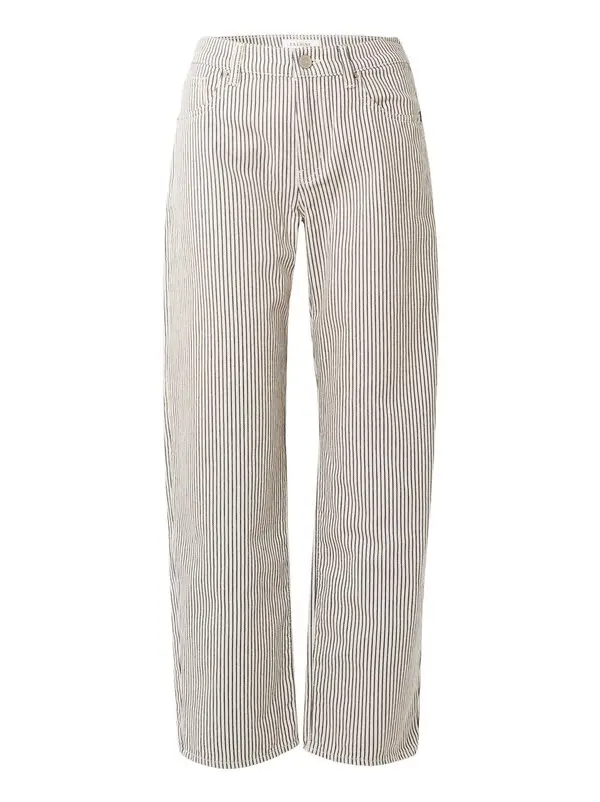 LA LIGNE Marilyn Pinstriped High-rise Straight-leg Jeans - Cream