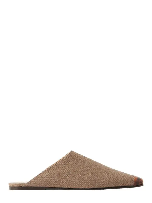 Loro Piana Alba Embellished Cashmere And Silk-blend Hopsack Slippers - Brown