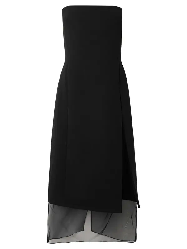 ESSE STUDIOS Portia Strapless Draped Crepe Midi Dress - Black