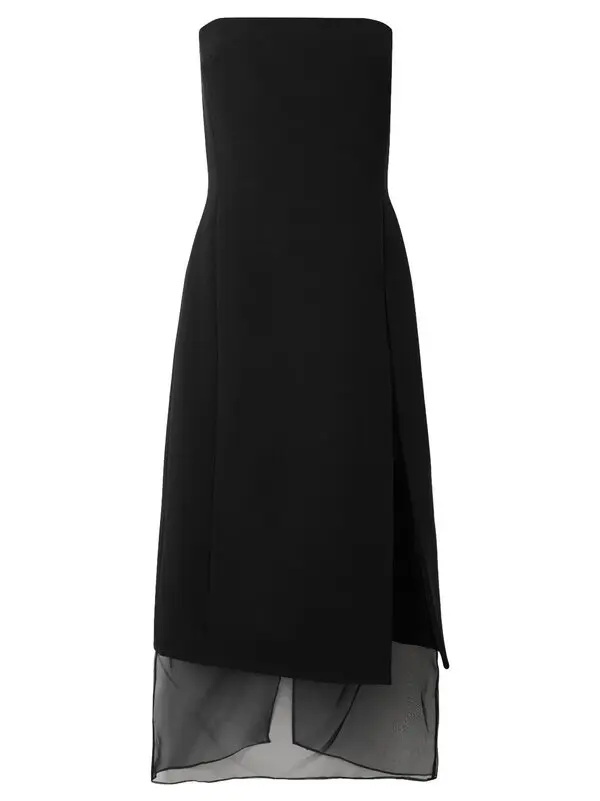 ESSE STUDIOS Portia Strapless Draped Crepe Midi Dress - Black