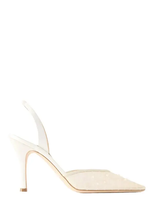 DANIELLE FRANKEL Archer Embellished Slingback Pumps - Neutrals