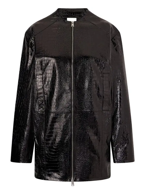 ESSE STUDIOS Nix Croc-effect Leather Jacket - Black