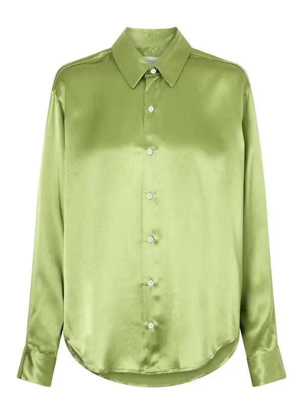 Comme Si La Classica Silk-charmeuse Shirt - Green