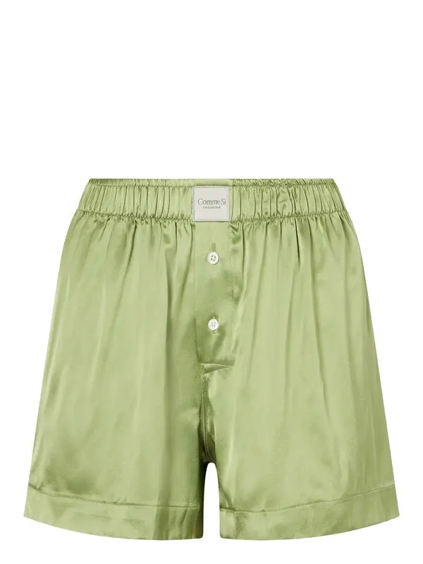 Comme Si Silk-charmeuse Shorts - Green