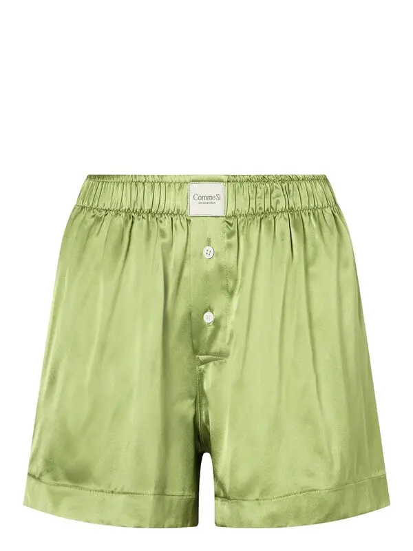 Comme Si Silk-charmeuse Shorts - Green