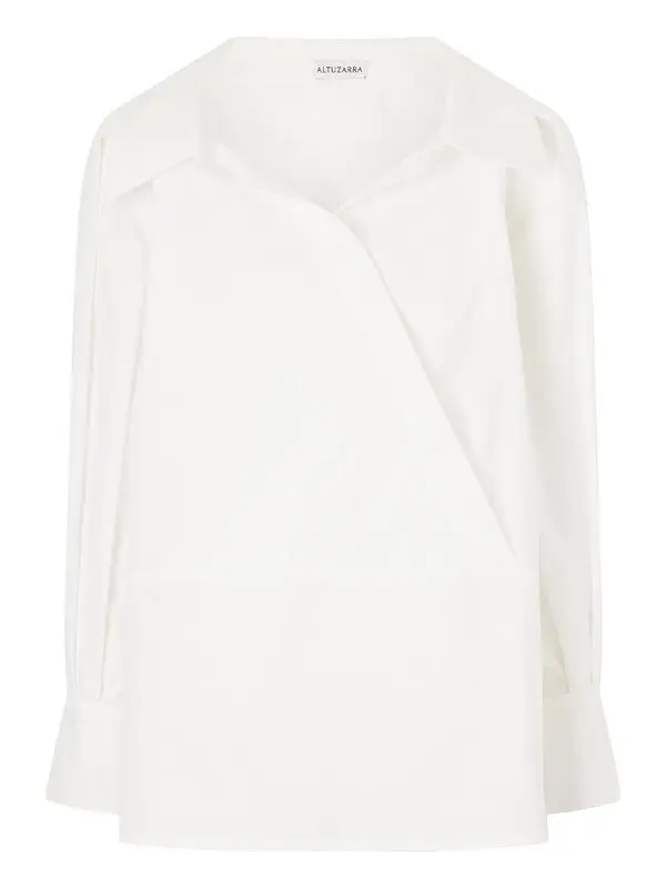 Altuzarra Arthur Wrap-effect Poplin Blouse - White