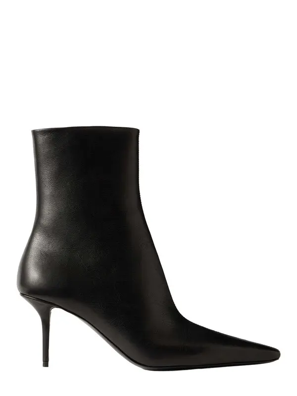 Saint Laurent Ashley Leather Ankle Boots - Black