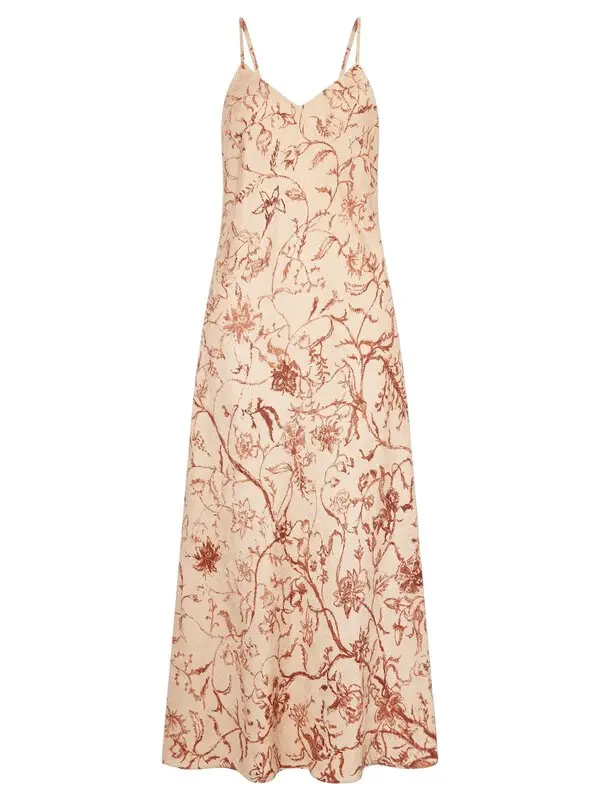 Loro Piana Floral Silk-jacquard Midi Dress - Red