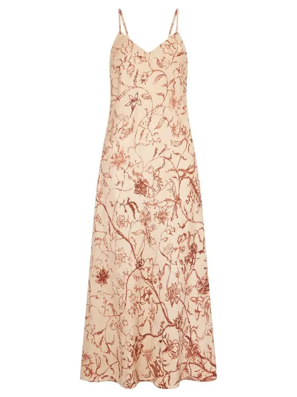 Loro Piana Floral Silk-jacquard Midi Dress - Red