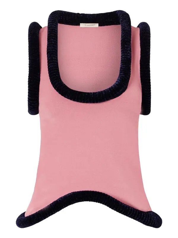 DIOTIMA Margot Velvet-trimmed Stretch-jersey Tank Top - Pink