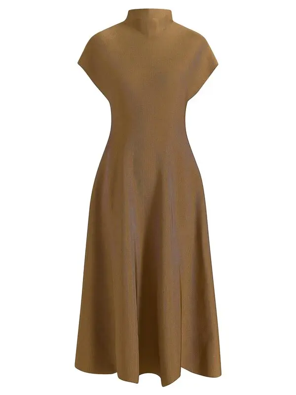 Khaite Lyra Knit Midi Dress - Carob