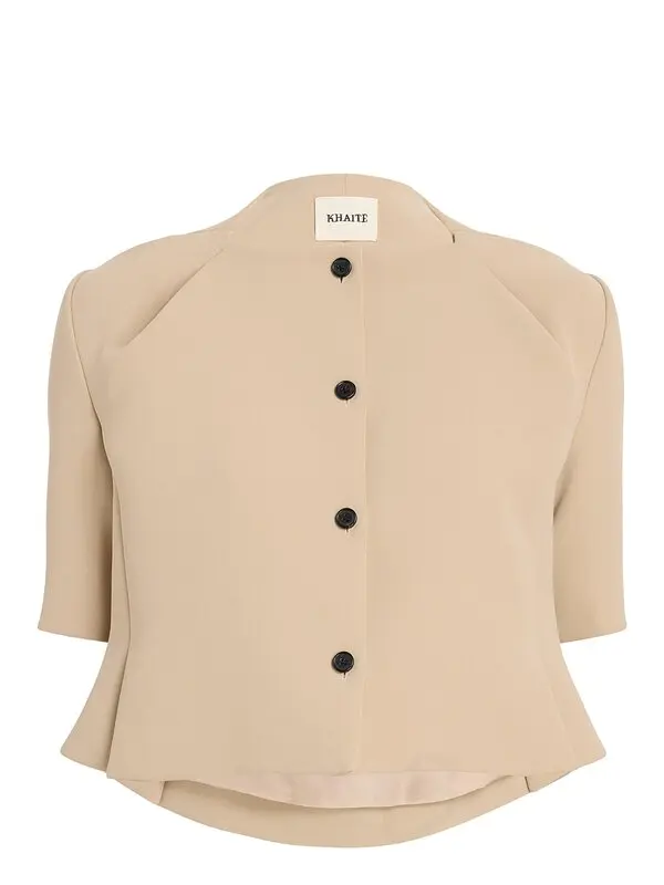 Khaite Franc Peplum Jacket - Tea Stain