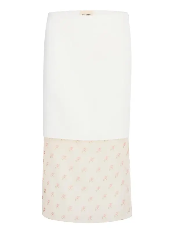 Khaite Sybil Skirt In Chalk With Ditsy Rose Print - Chalk/ditsy Rose