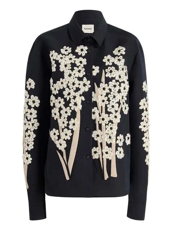Khaite Argo Floral-embroidered Top - Black