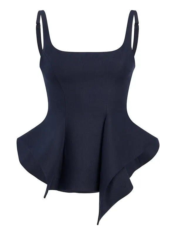 Khaite Loa Peplum Top - Dark Navy