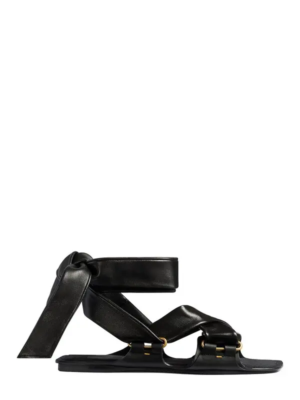 Khaite Boden Tied Leather Sandals - Black