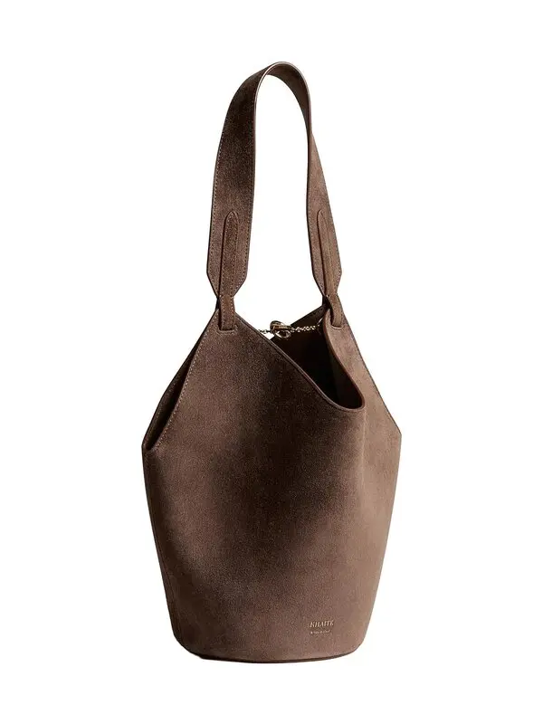 Khaite Mini Lotus Suede Tote - Cedar