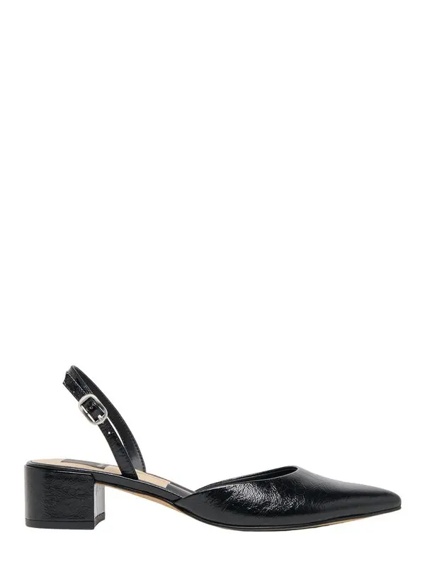 DOLCEVITA Carel Wide Heel Slingbacks - Midnight Crinkle Patent Leather