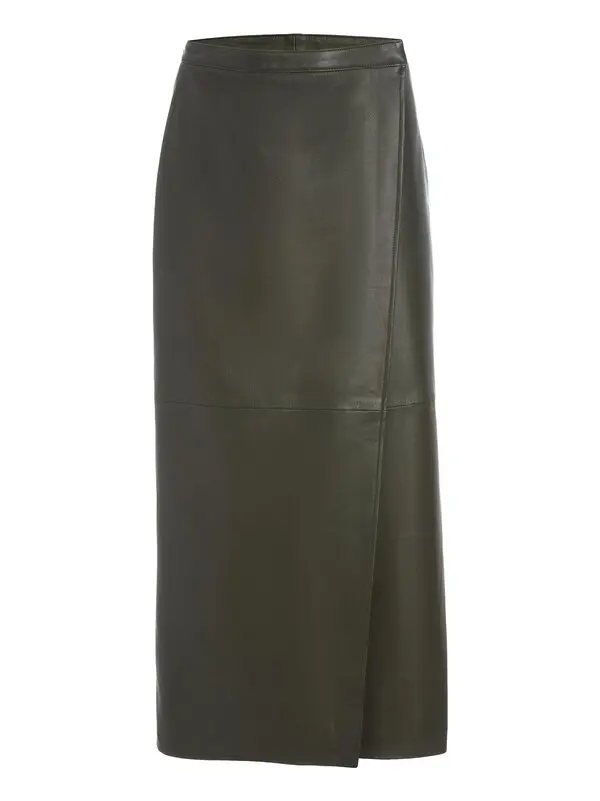RÙADH Este Lamb Leather Maxi Skirt - Dark Green