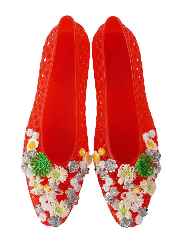HEAVENLY JELLY Dahria Embellished Jelly Shoes - Red
