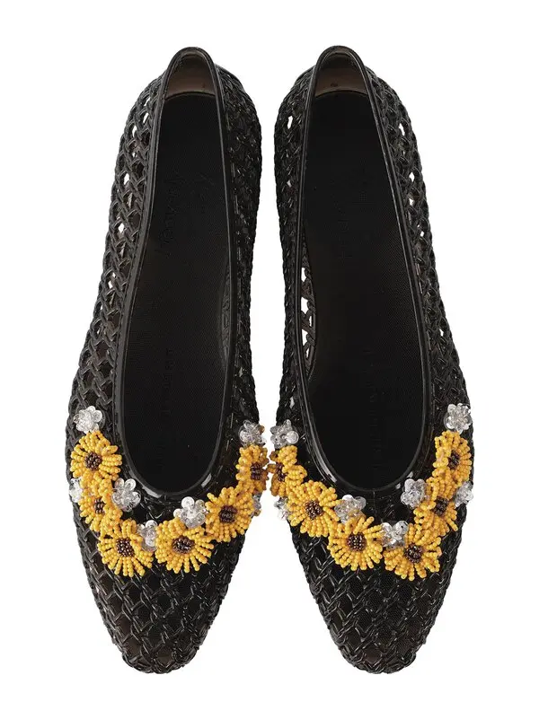 HEAVENLY JELLY Flora Embellished Jelly Shoes - Black