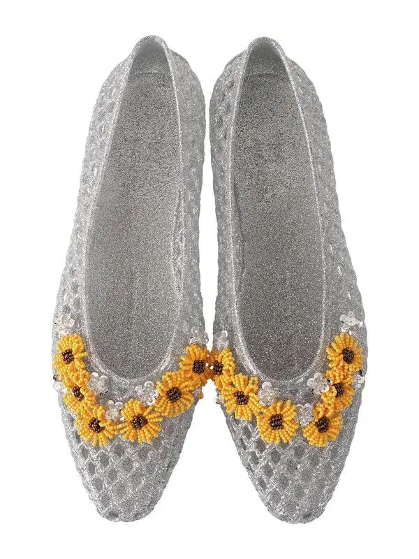 HEAVENLY JELLY Flora Embellished Jelly Shoes - Silver