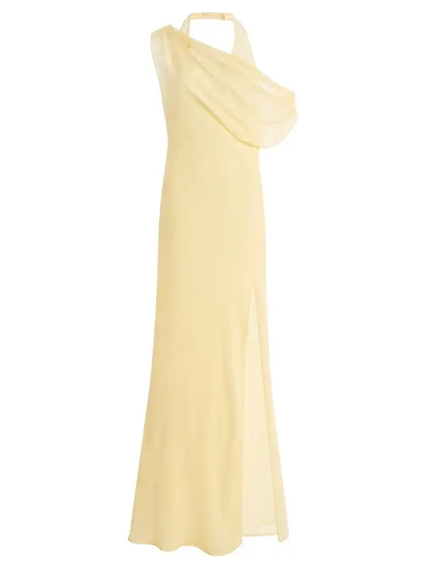 Sir The Label Strobe Silk Chiffon Gown - Yellow
