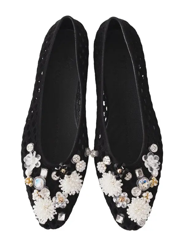 HEAVENLY JELLY Embellished Jelly Flats - Black