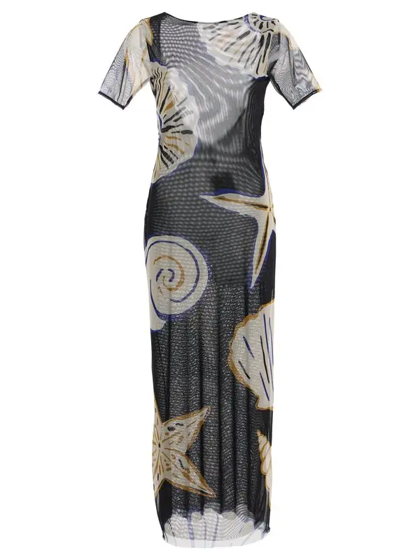 CALA DE LA CRUZ Ava Graphic Midi Dress - Black