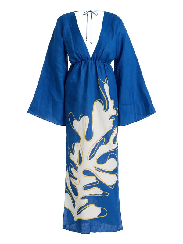 CALA DE LA CRUZ Odele Linen Kaftan - Blue