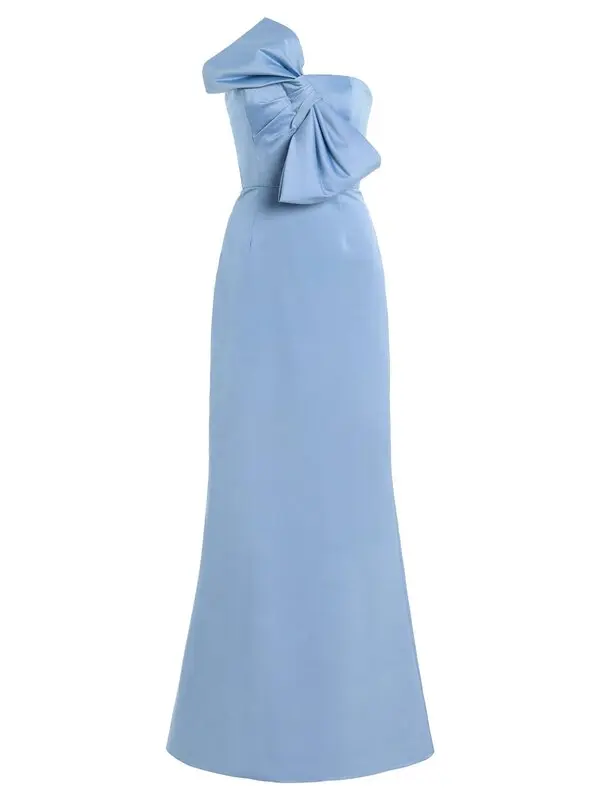 Alejandra Alonso Rojas Bow-detailed Cotton-silk Gown - Blue
