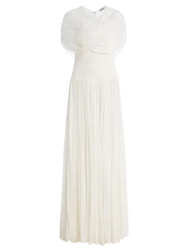 Simkhai Nancie Draped Cape Midi Dress - Ivory