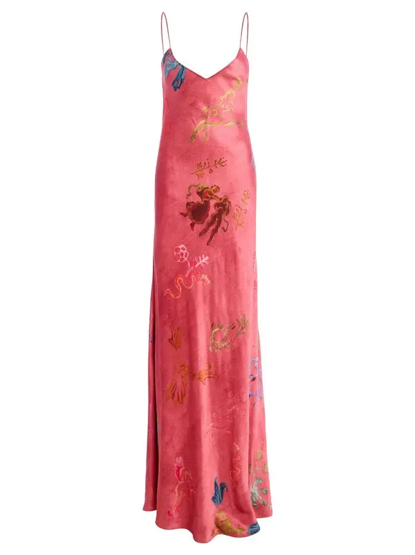 Alejandra Alonso Rojas Satin Slip Gown - Pink