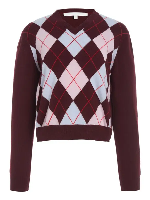 RÙADH Argyle Cashmere Sweater - Burgundy