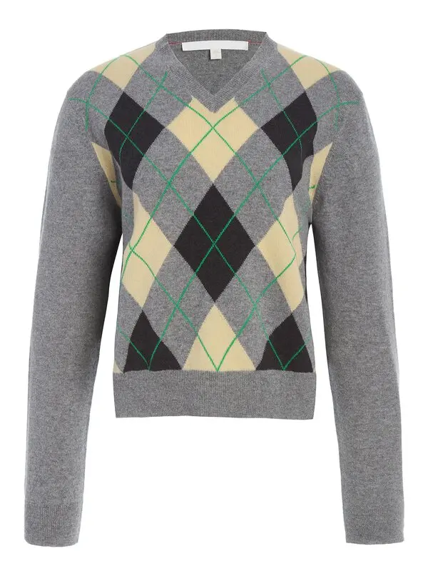 RÙADH Argyle Cashmere Sweater - Grey