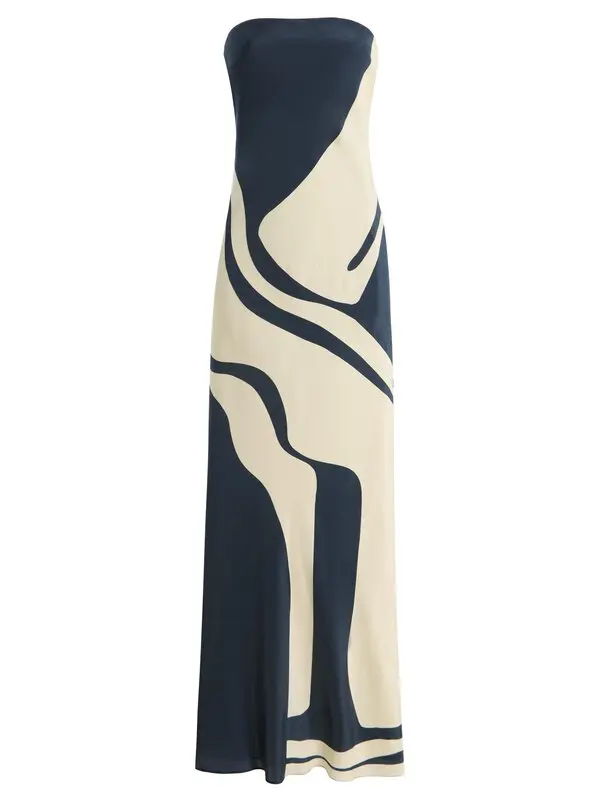 SIR. Lilou Strapless Midi Dress - Blue