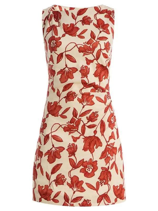 SIR. Chloe Linen-blend Mini Dress With Floral Print - Red