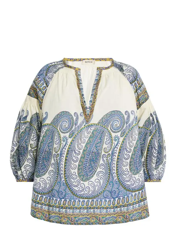 BOTEH Arcadia Paisley Smock Blouse - Blue