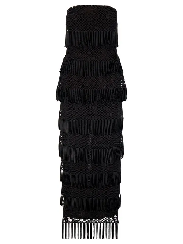 Lela Rose Macrame Lace Column Dress - Black