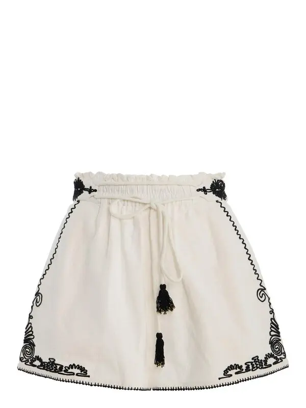 ILIO NEMA Diana Dori-embroidered Cotton Shorts - Black,white