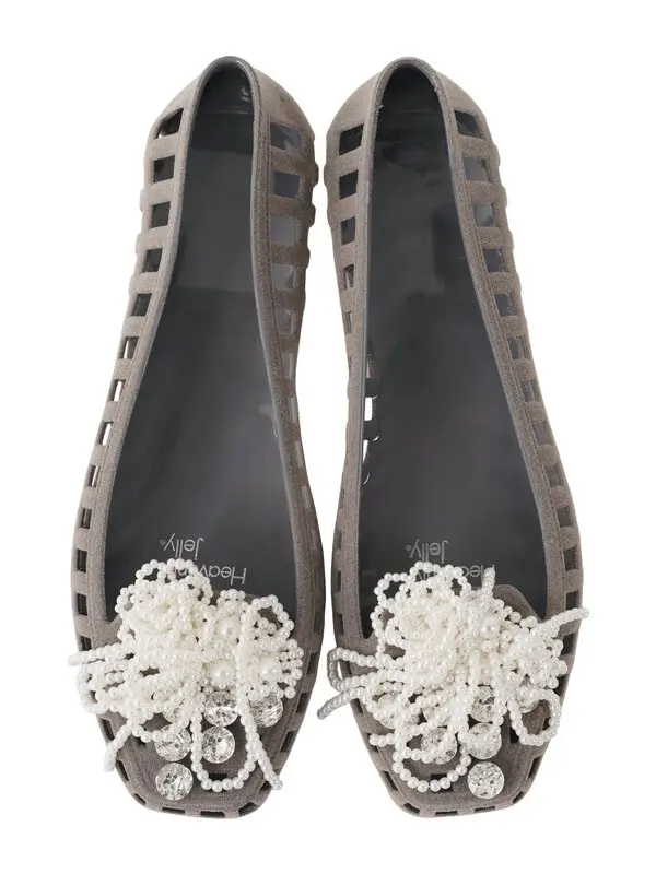 HEAVENLY JELLY Loom Embellished Jelly Shoes - Grey