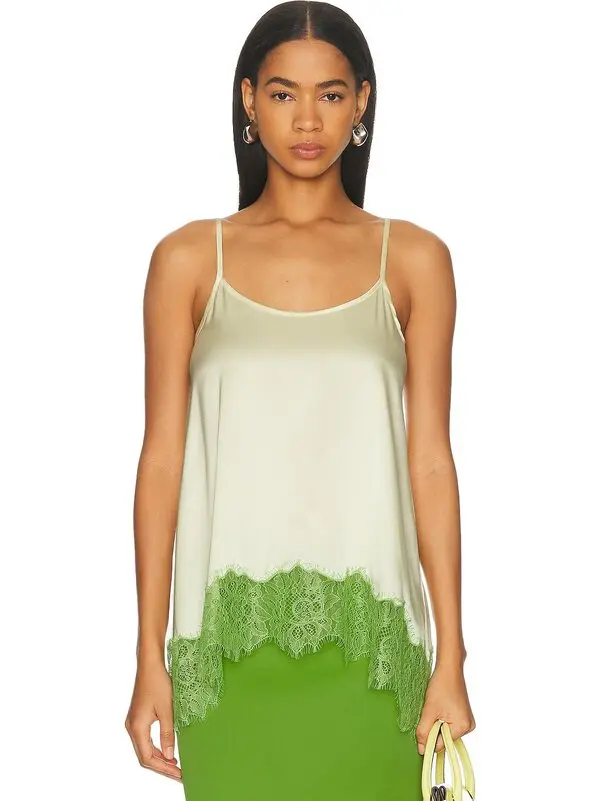 Staud Chloe Silk Cami Top - Key Lime & Sprout