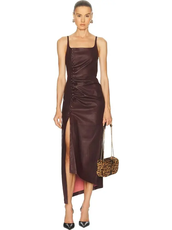 Rabanne Leather Dress - Red Wine