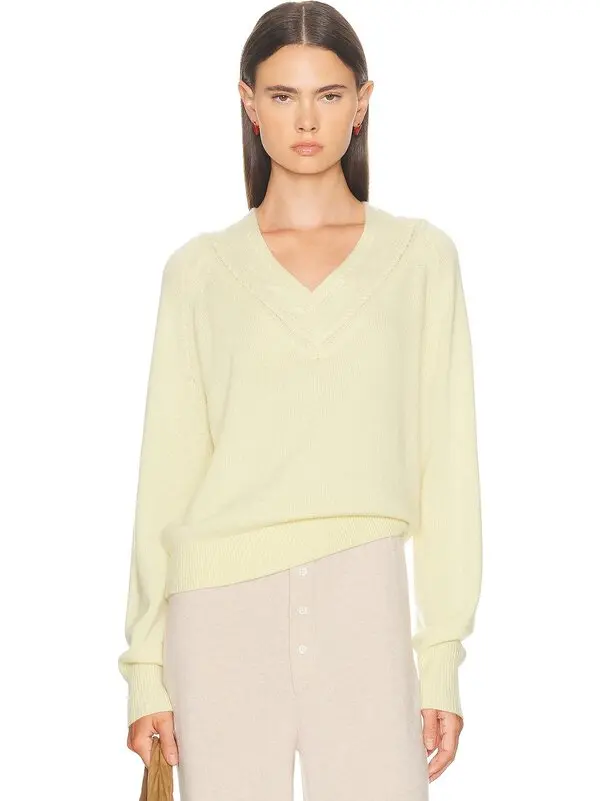 Guest In Residence The Varsity V Neck Sweater - Mist